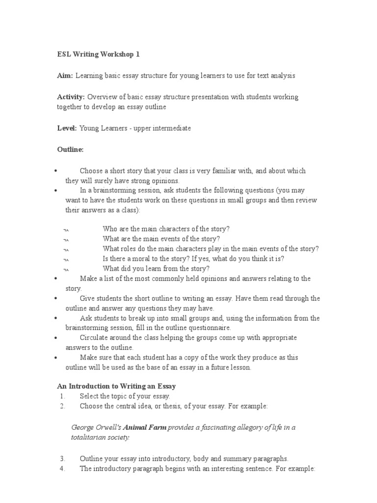 ESL Writing Workshop 1 | Download Free PDF | Paragraph