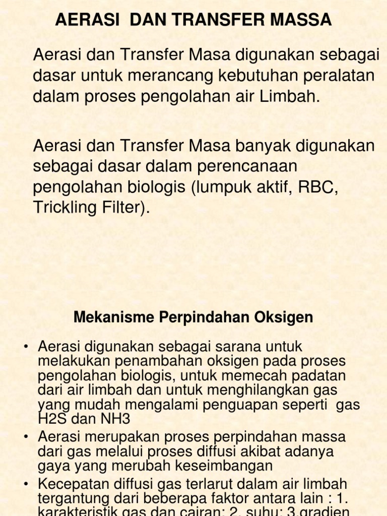 Aerasi Dan Transfer Massa | PDF