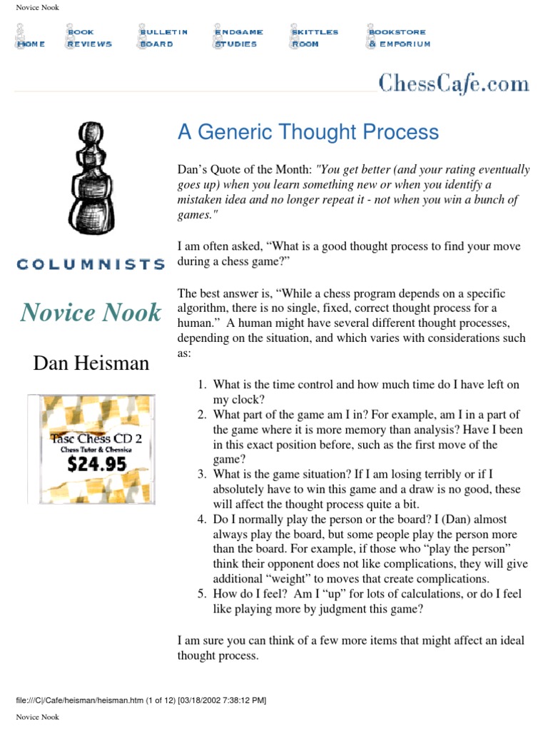 Dan Heisman Chess Article | PDF | Chess | Board Games