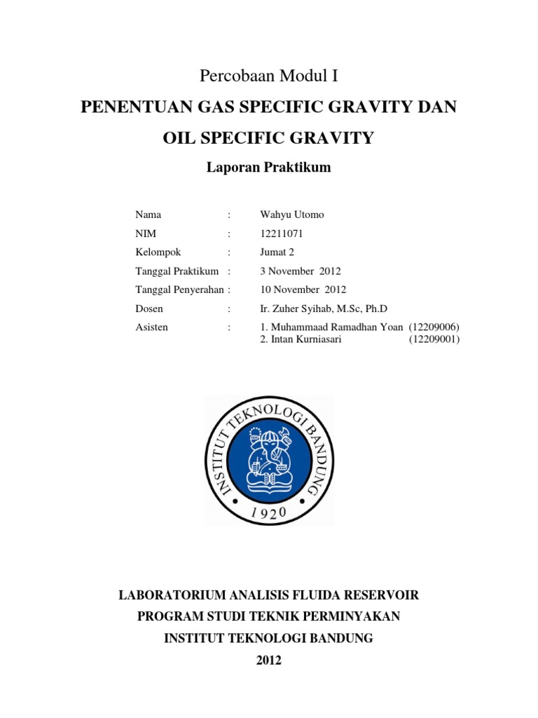 Penentuan Gas Specific Gravity Dan Oil Specific Gravity | PDF | Sains ...