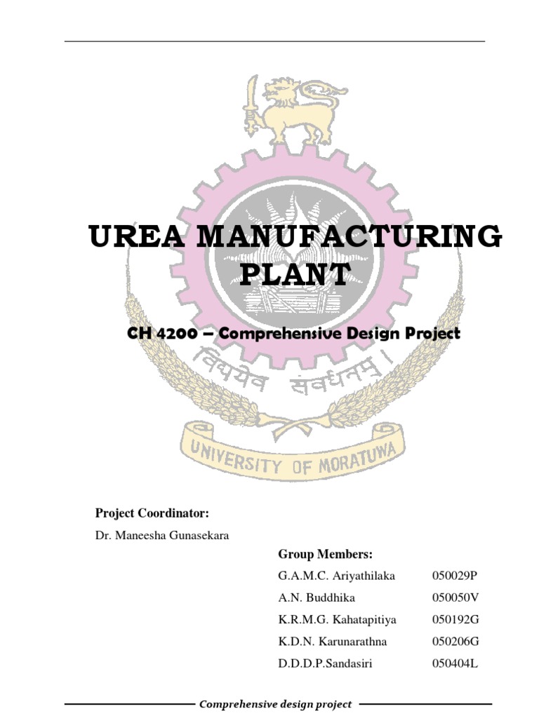 Urea Manufacturing Plant Design Project | PDF | Urea | Ammonia