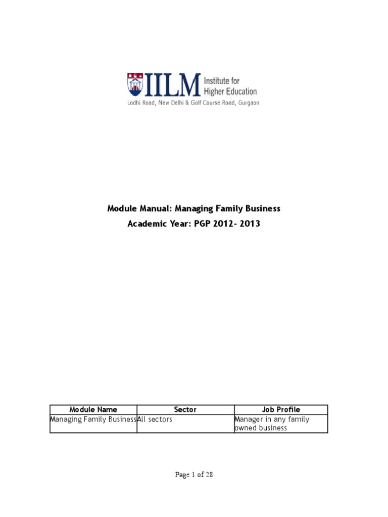 Manual - Managing Family Business | Download Free PDF | Feasibility ...
