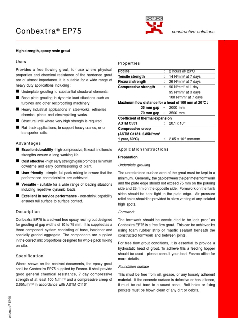 Conbextra Ep75 | PDF | Strength Of Materials | Epoxy