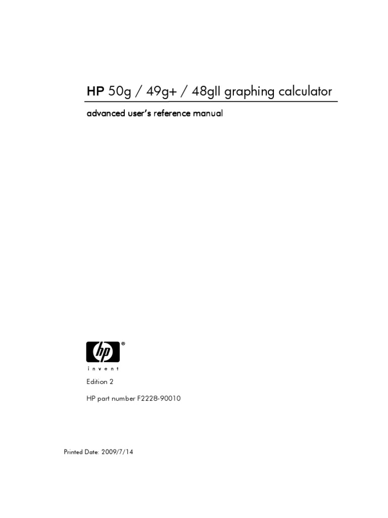 HP 50g Graphing Calculator Advanced User's Reference Manual PDF | PDF ...