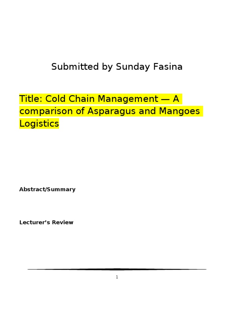 Cold Chain Management | PDF | Supply Chain | Transport