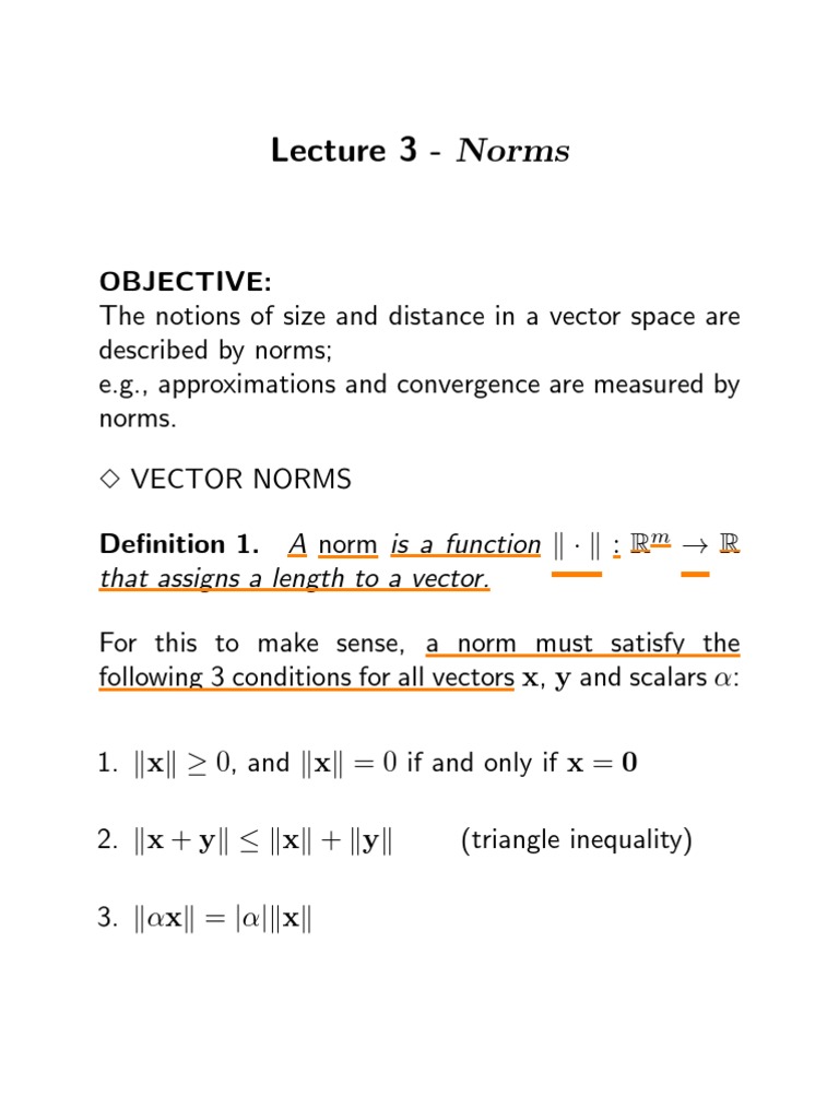 Lecture 3 | PDF | Norm (Mathematics) | Vector Space