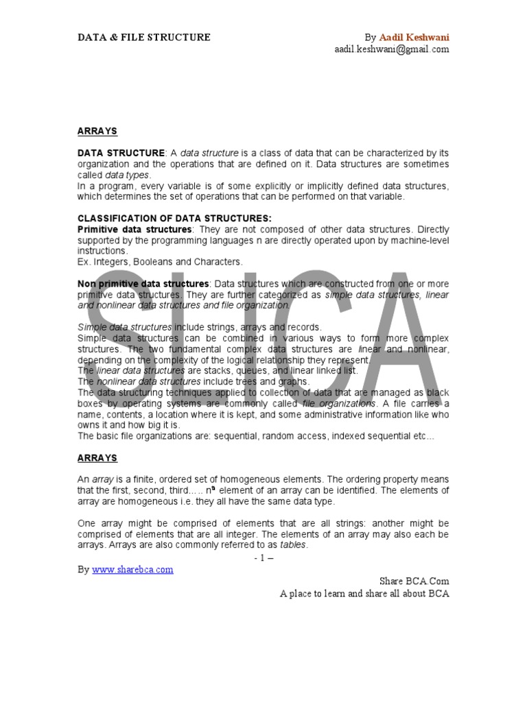 Arrays Notes | PDF | Array Data Structure | Areas Of Computer Science
