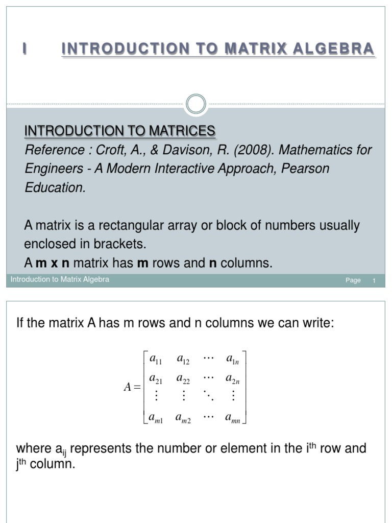 1.introduction To Matrix Algebra | PDF | Determinant | Matrix (Mathematics)
