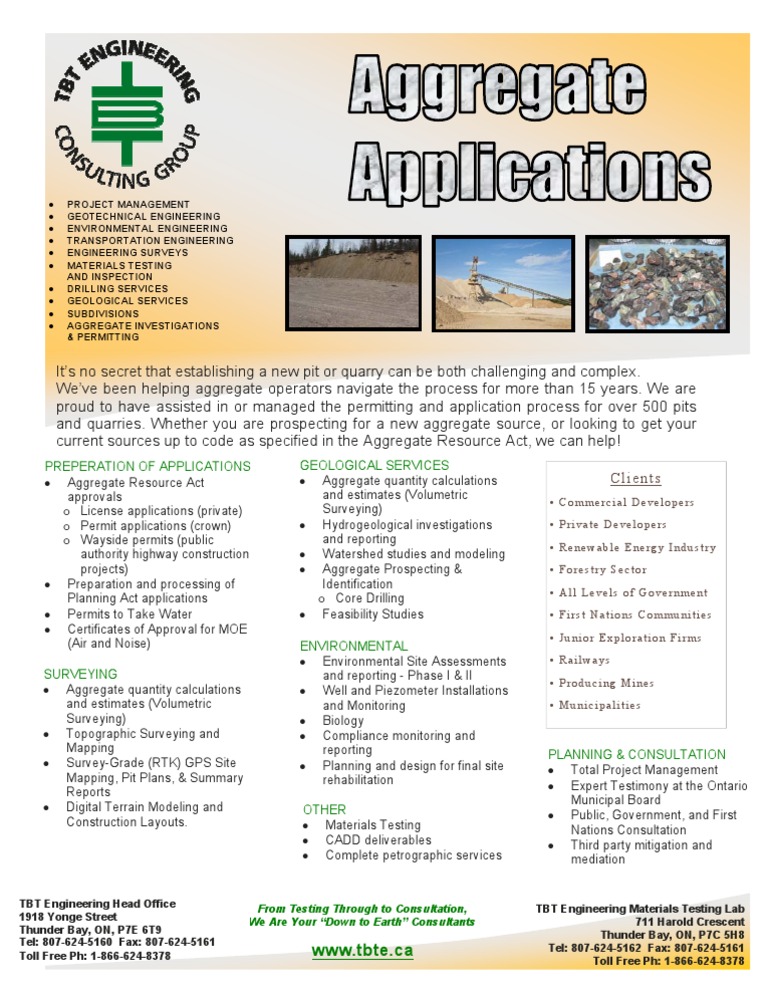 Aggregate Applications Brochure | PDF | Surveying | Construction Aggregate