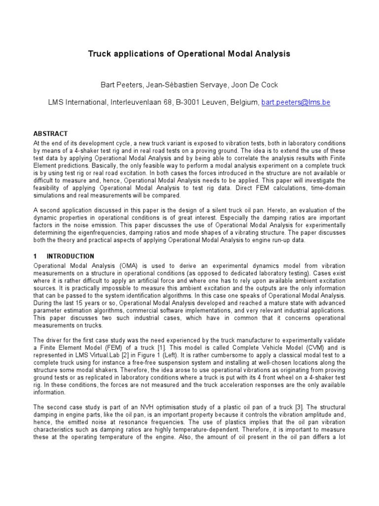 Operational Modal Analysis for Trucks | PDF | Spectral Density | Normal ...