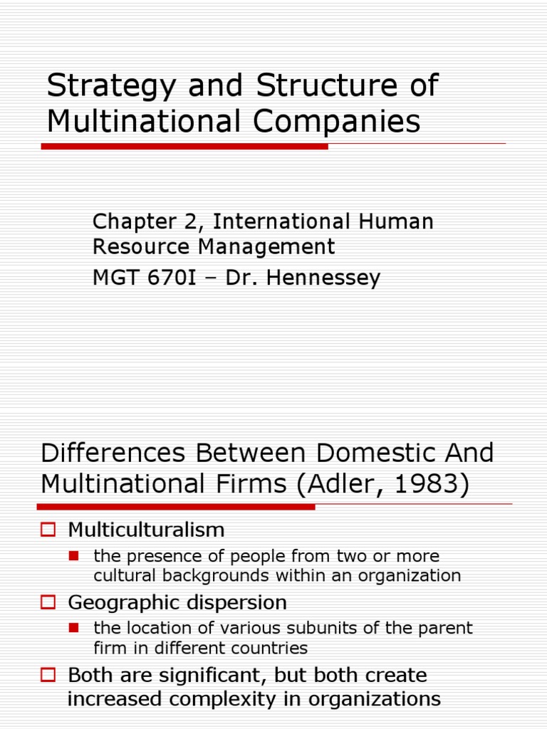 Strategy and Structure of Multinational Companies | PDF | Multinational ...