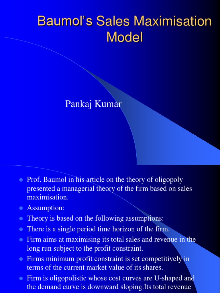 Baumol's Sales Maximization Model | PDF