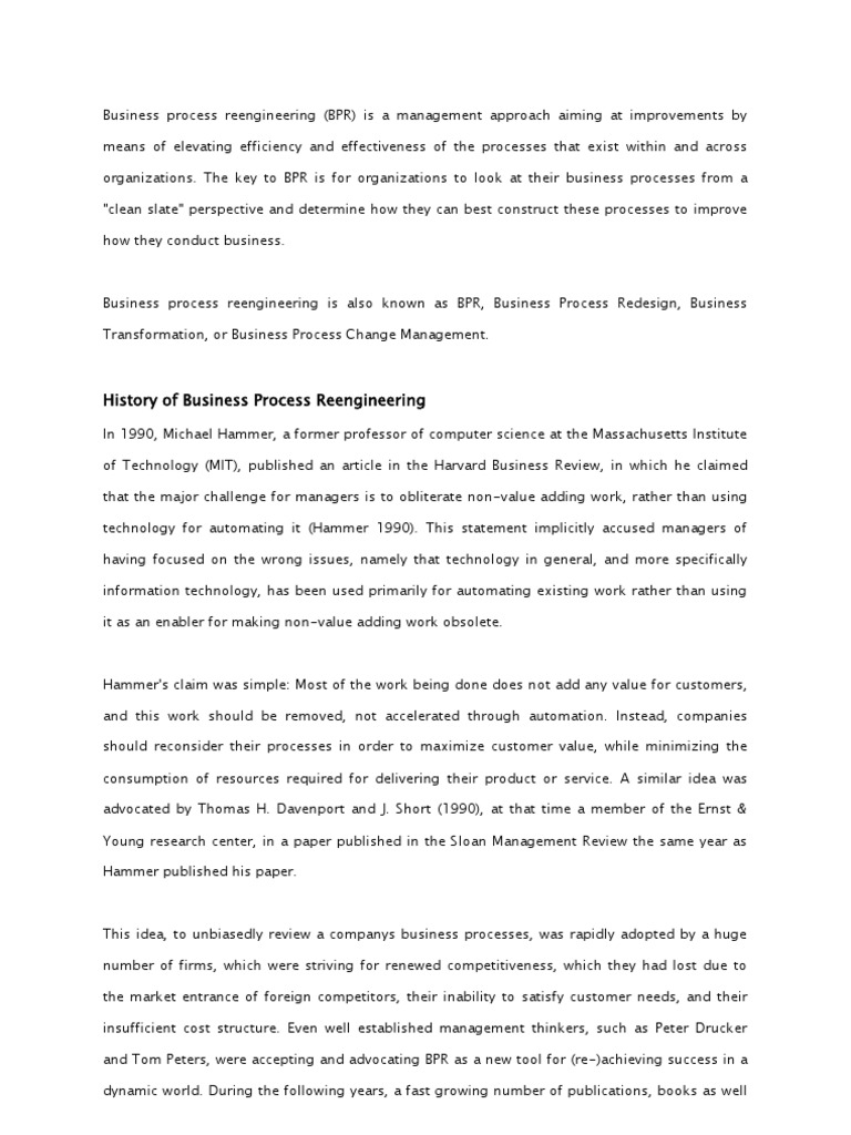 Business Process Reengineering | PDF | Business Process | Business