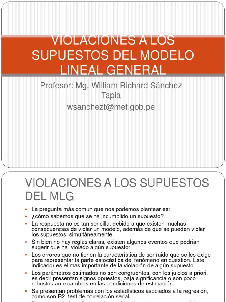 Violaciones A Los Supuestos Del MLG | PDF | Multicolinealidad | Autocorrelación