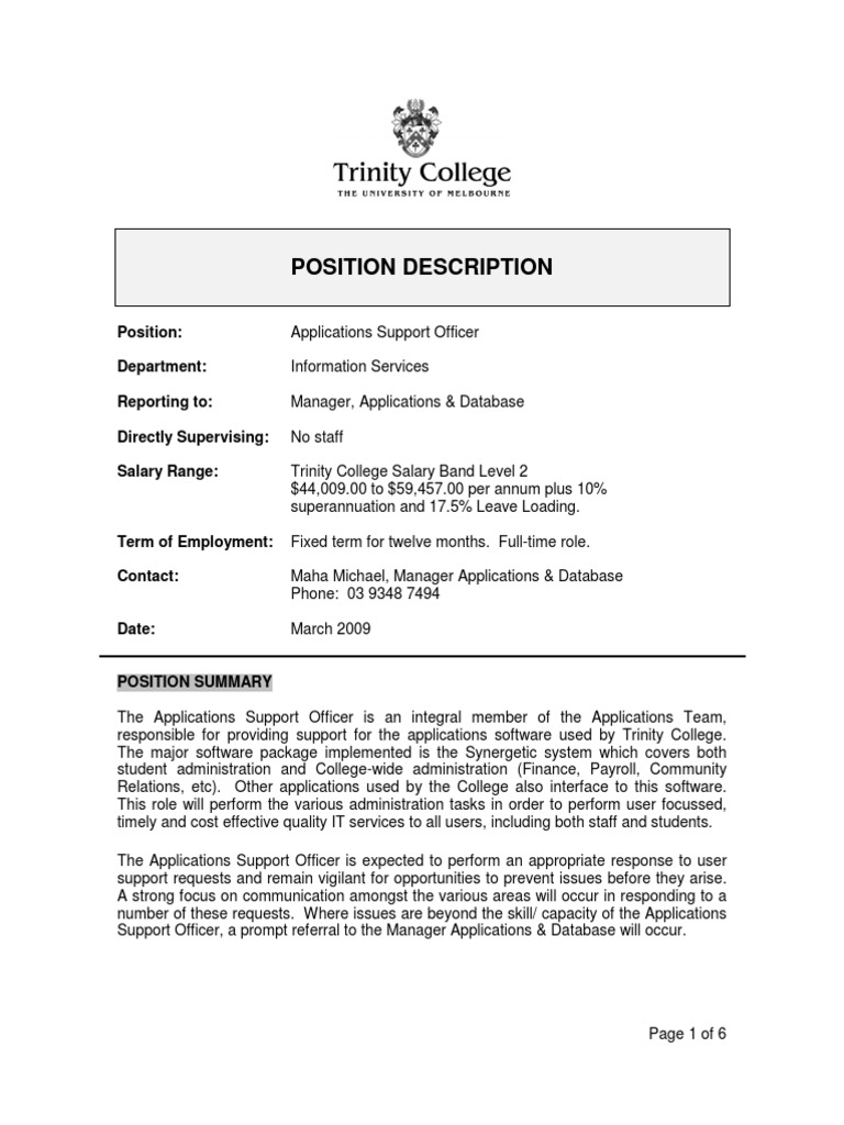 Position Description: Position: Department: Reporting To: Directly ...