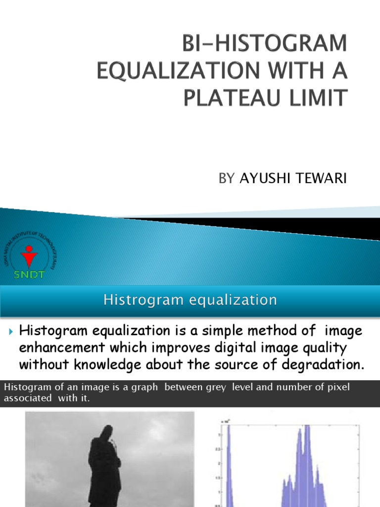 Bi Histogram Equalization With A Plateau Limit 1 Pdf Image Processing Signal Processing