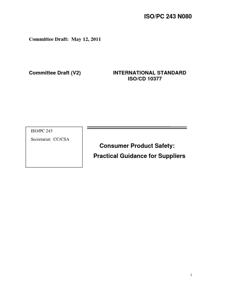 ISO_CD 10377 | Safety | Supply Chain