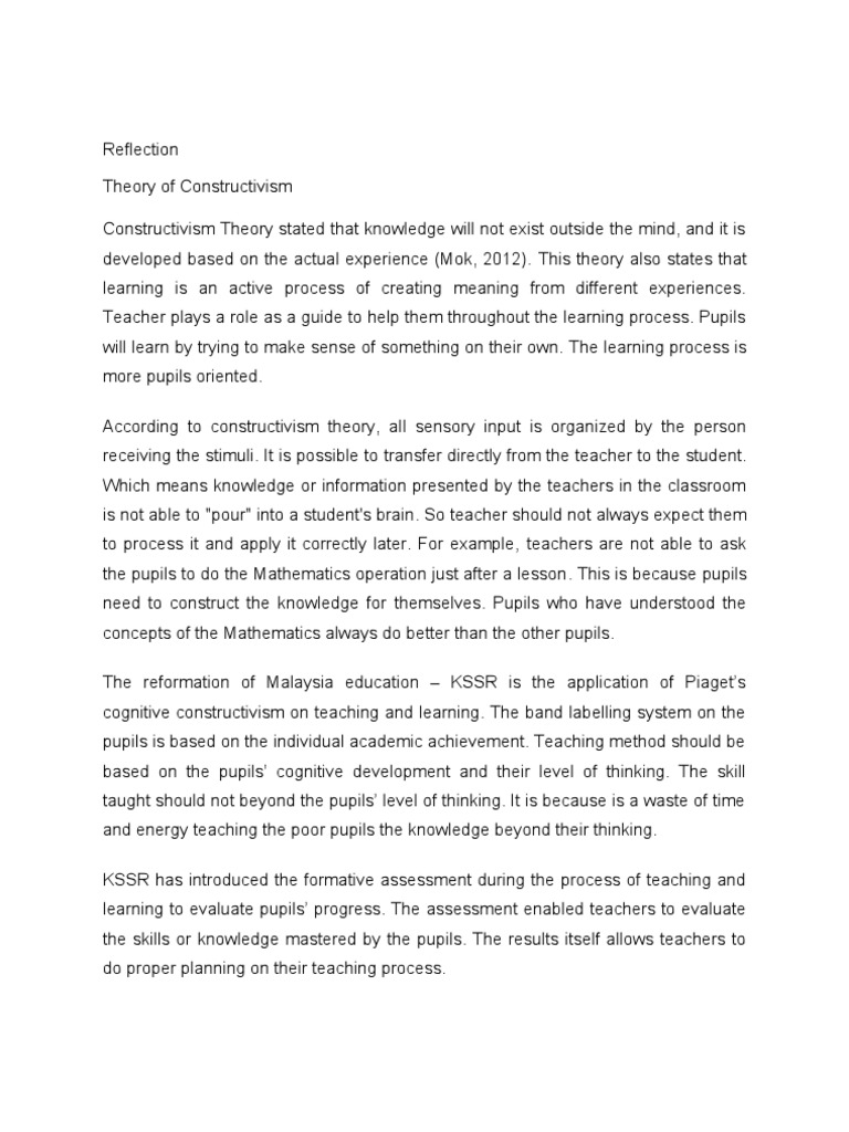 Reflection Learning Theory | PDF | Constructivism (Philosophy Of Education) | Motivation