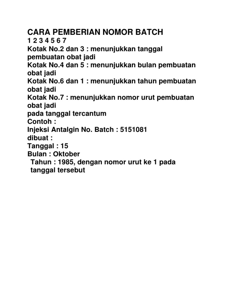 Cara Pemberian Nomor Batch | PDF | Pengembangan Diri | Kesehatan Holistik
