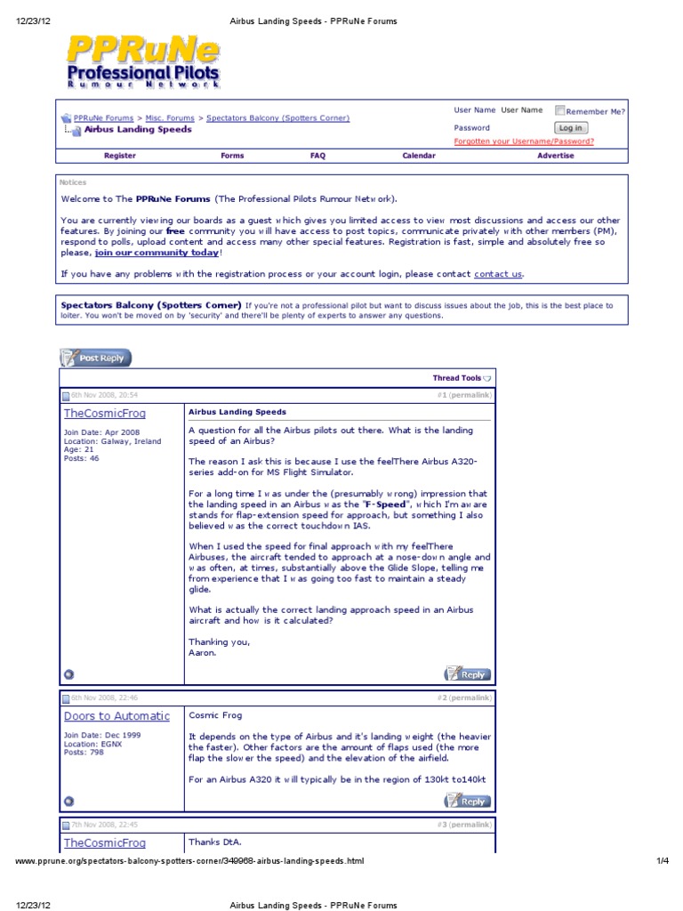 Airbus Landing Speeds - PPRuNe Forums | PDF | Flap (Aeronautics) | Internet Forum