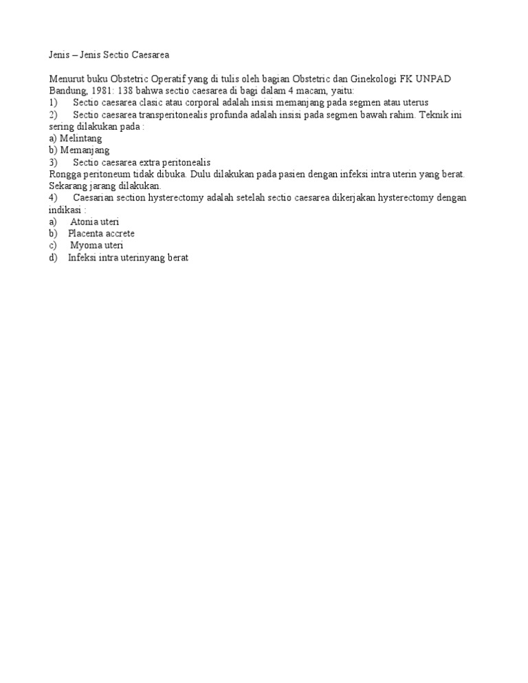 Jenis Sectio Caesarea | PDF