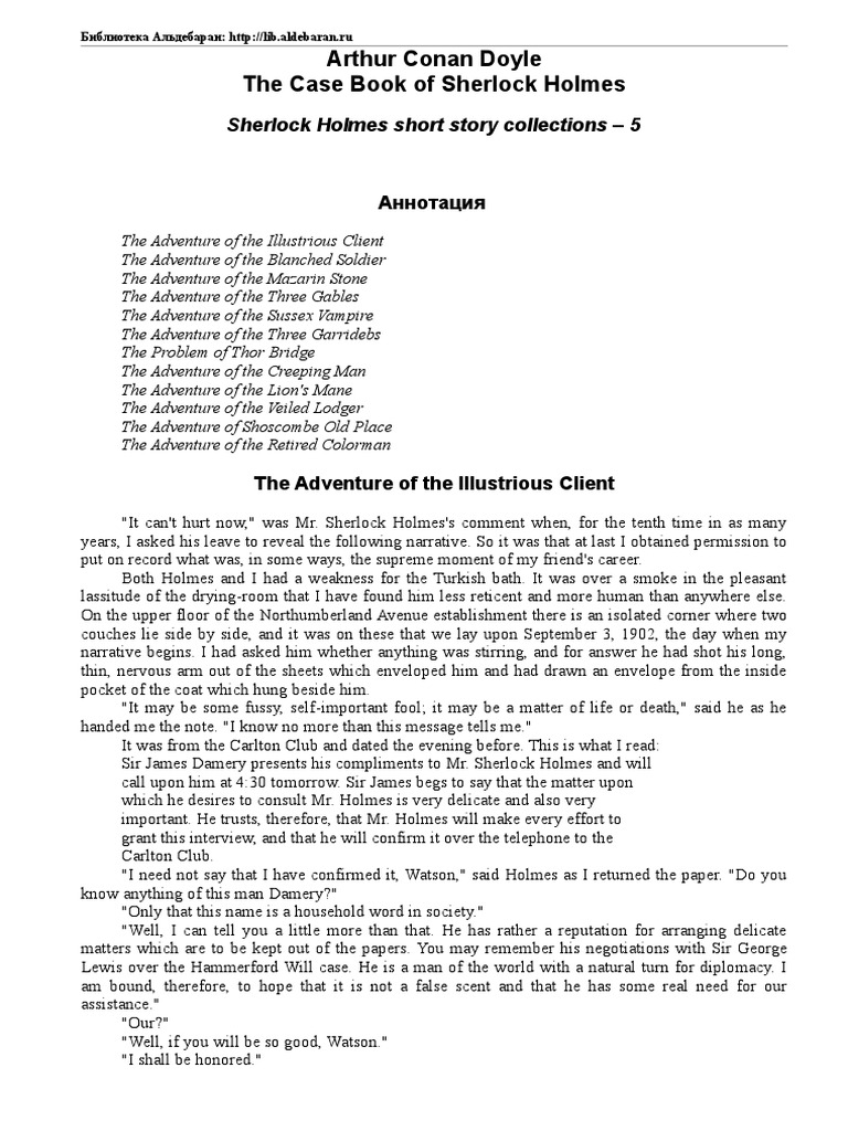 Case Book of Sherlock Holmes | PDF | Sherlock Holmes | Dr. Watson