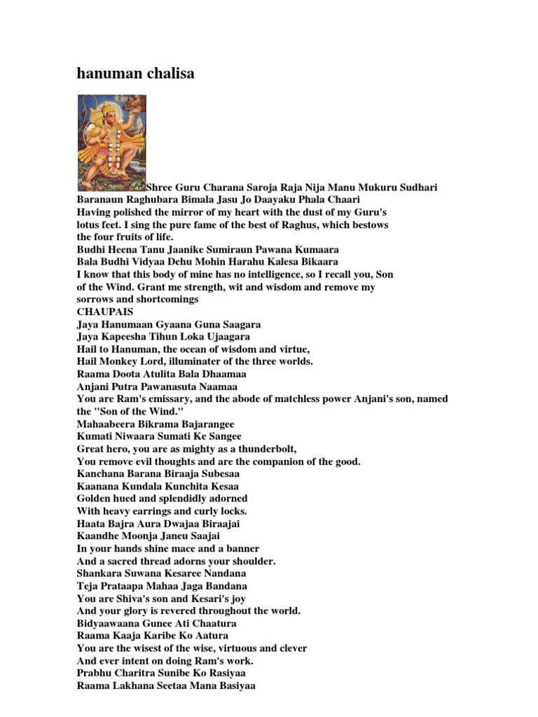 Hanuman Chalisa | PDF | Rama | Ramayana