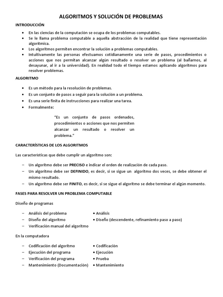 Algoritmos y Solución de Problemas | PDF | Algoritmos | Programación de ...