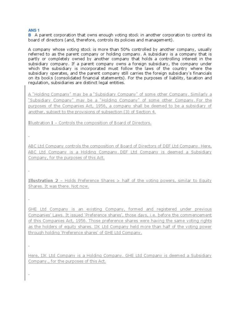 MOA vs AOA | Subsidiary | Articles Of Association