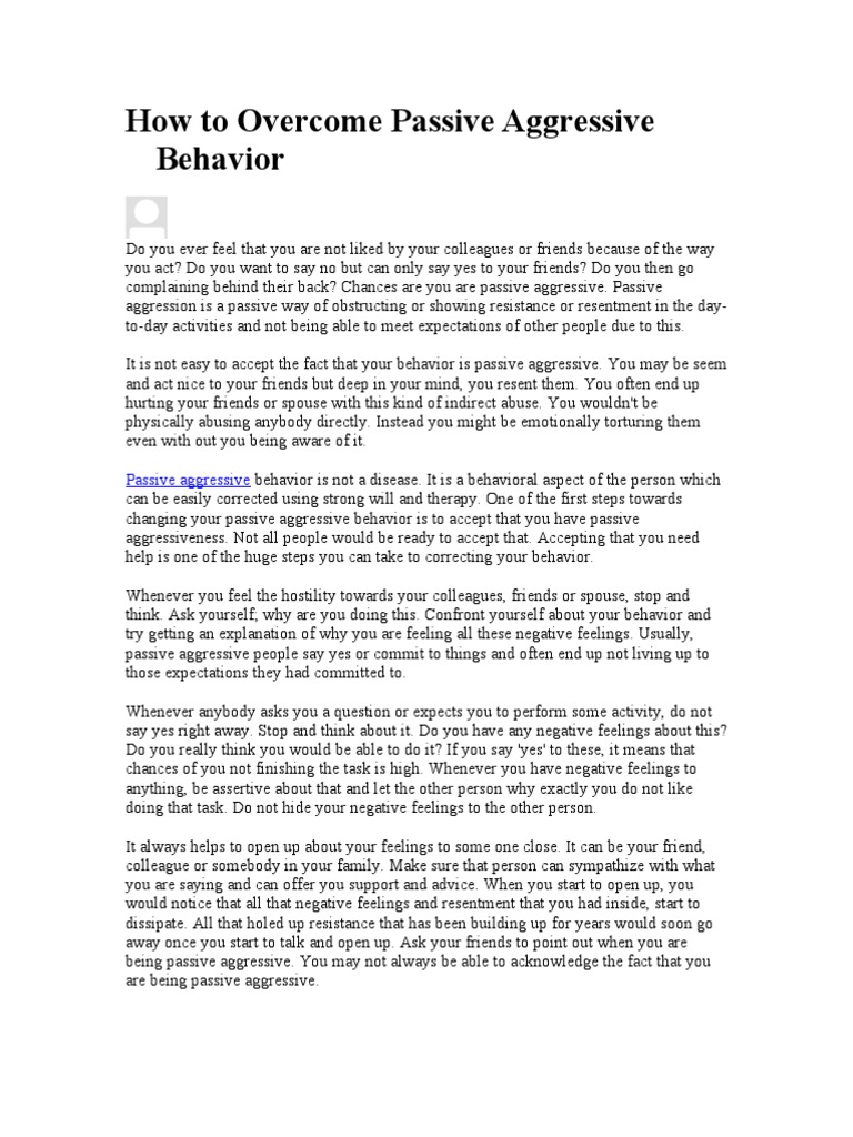 Passive Aggressive Examples