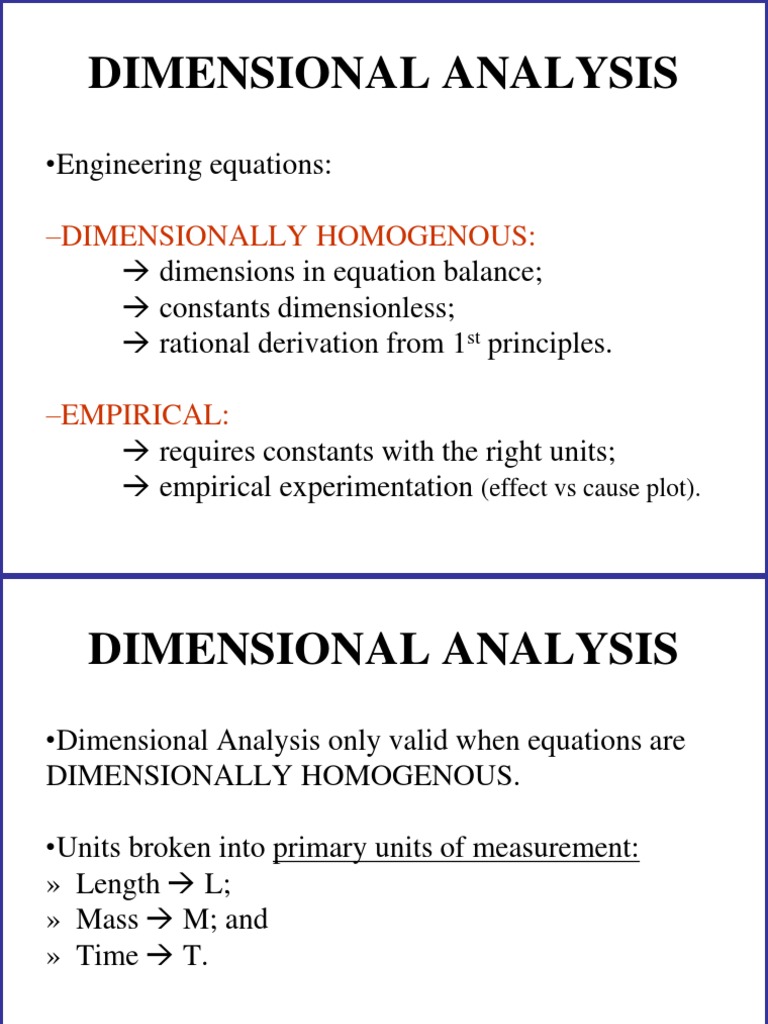 Dimensional Analysis: - Engineering Equations | PDF | Physics | Mechanics