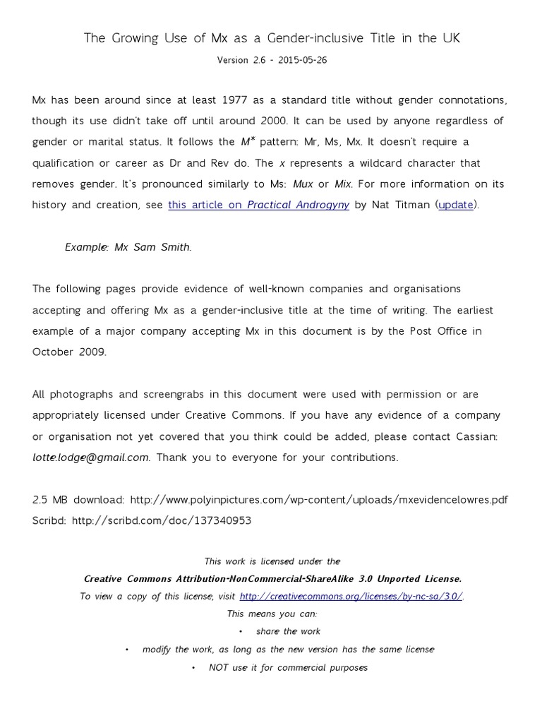 The Growing Use of MX As A Gender-Inclusive Title in The UK | PDF ...