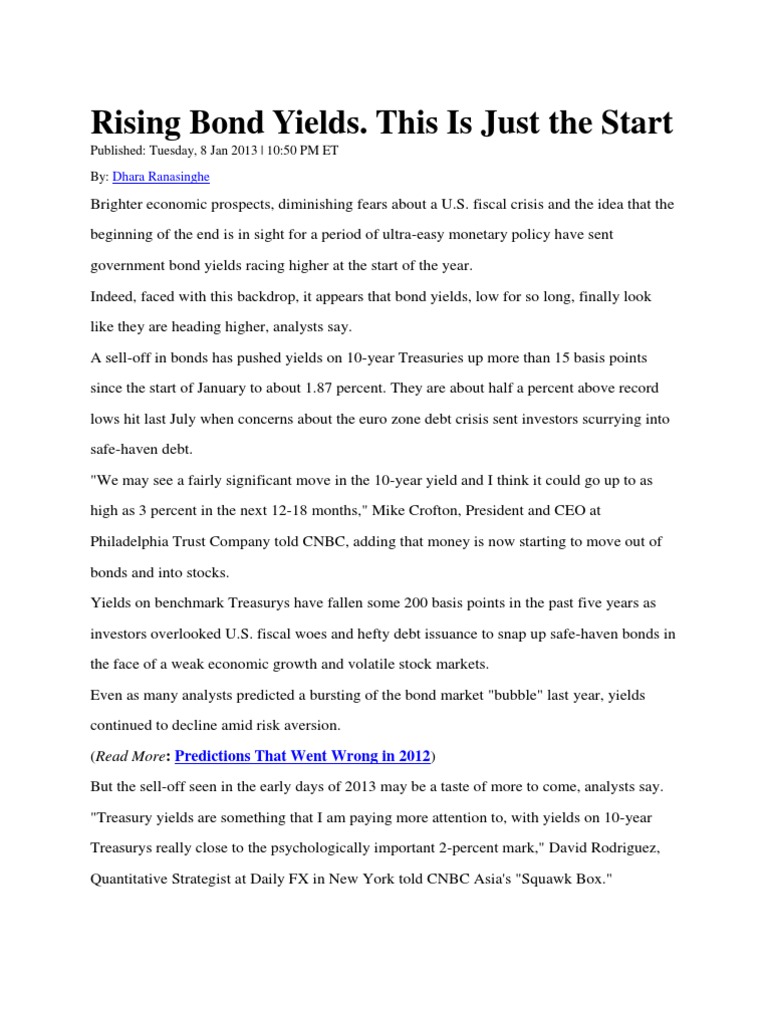 Rising Bond Yields. This Is Just The Start: Dhara Ranasinghe | PDF ...