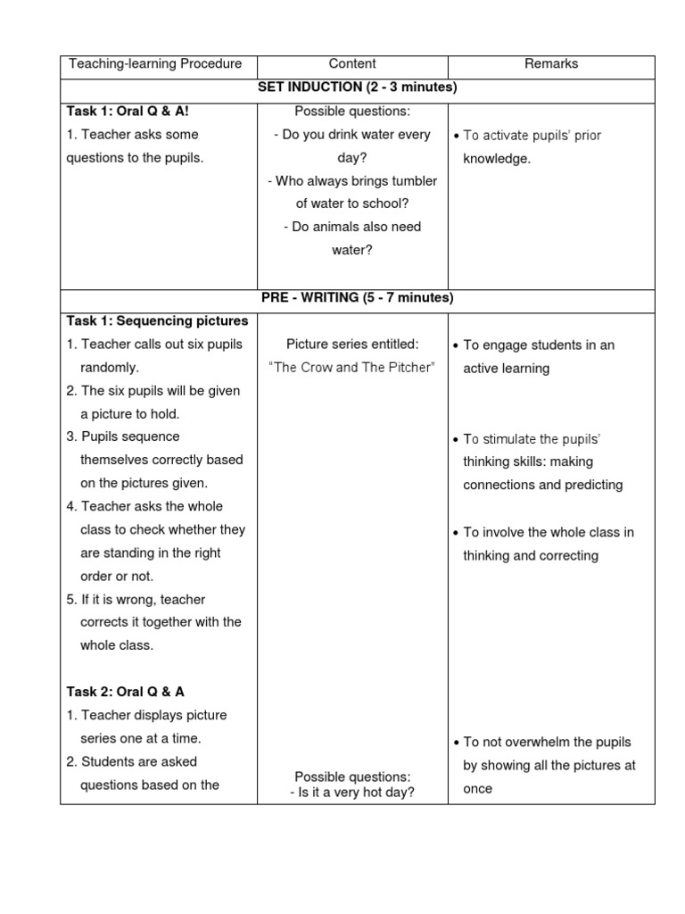SET INDUCTION (2 - 3 Minutes) Task 1: Oral Q & A! | PDF | Lesson Plan ...