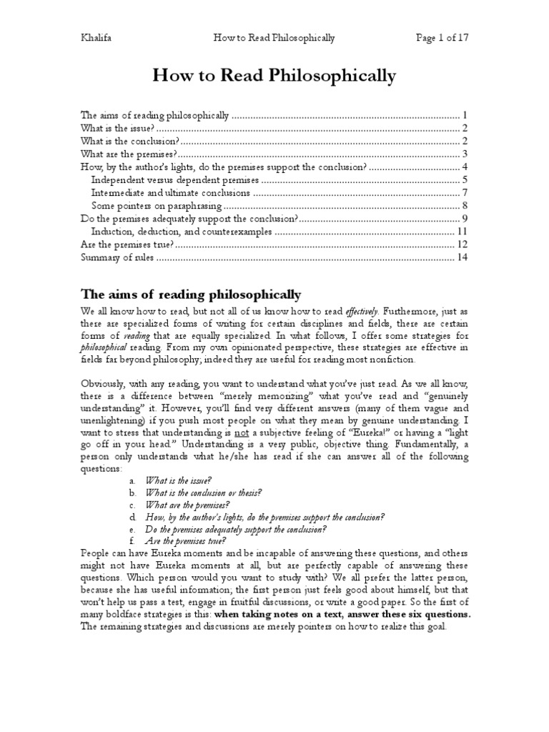 How To Read Philosophically: The Aims of Reading Philosophically ...