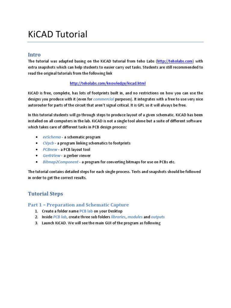 KiCAD Tutorial | PDF | Printed Circuit Board | Electronic Circuits