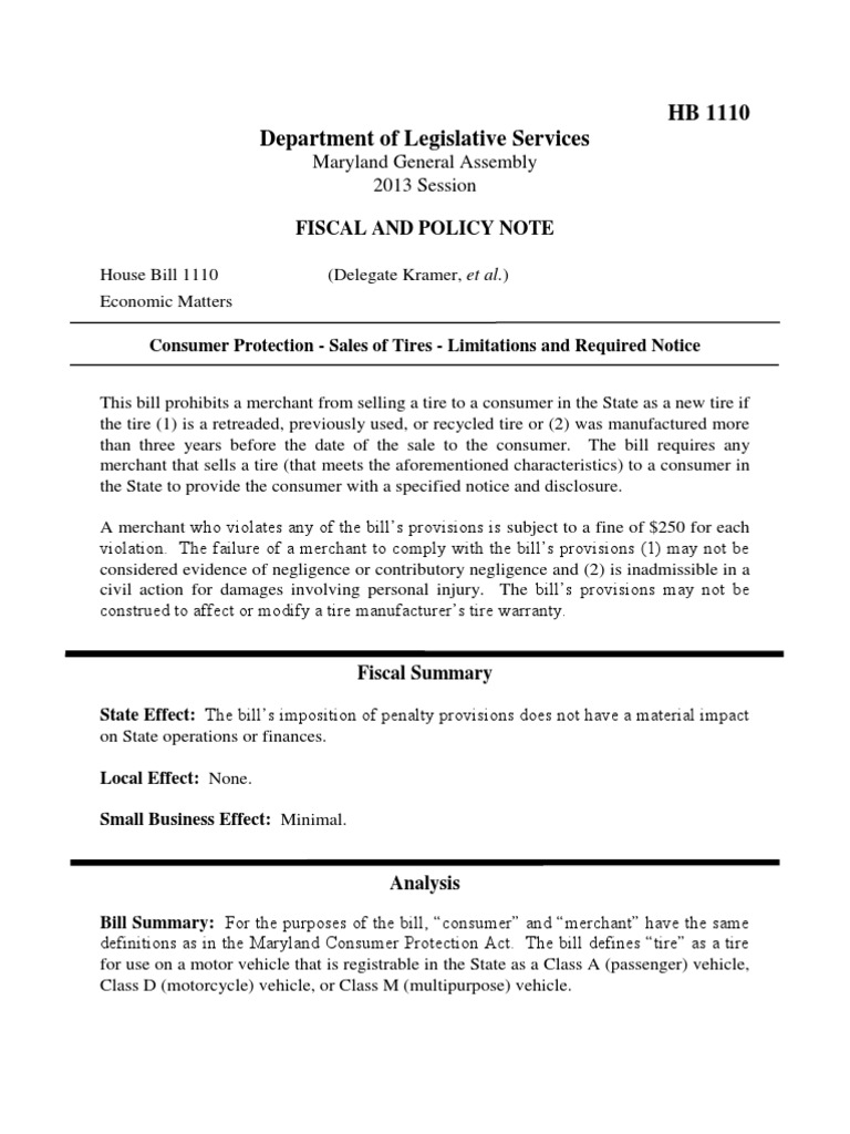 House Bill 1110 | PDF | National Highway Traffic Safety Administration ...