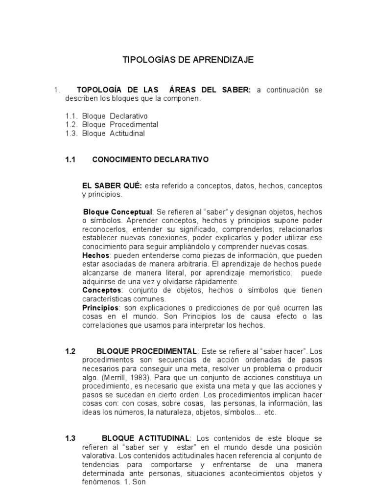 27 Conocimiento declarativo, procedimental y actitudinal.doc | Actitud ...