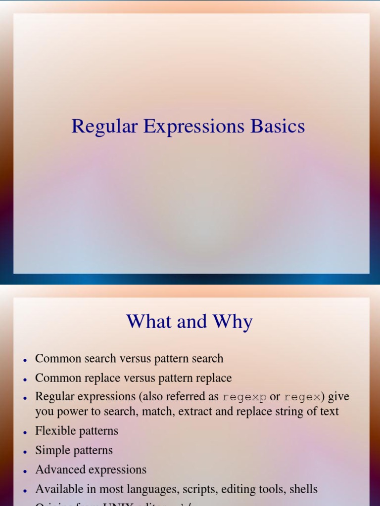 Regular Expressions Basics | PDF | Regular Expression | Areas Of Computer Science