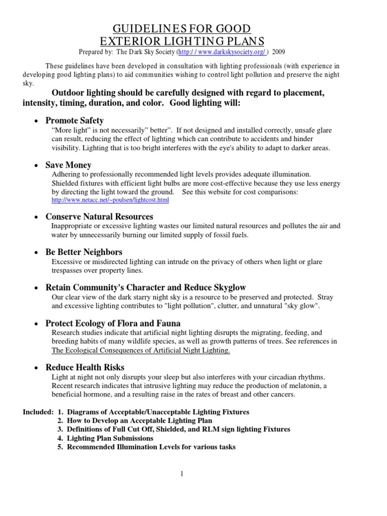 Lighting Plan Guidelines | PDF