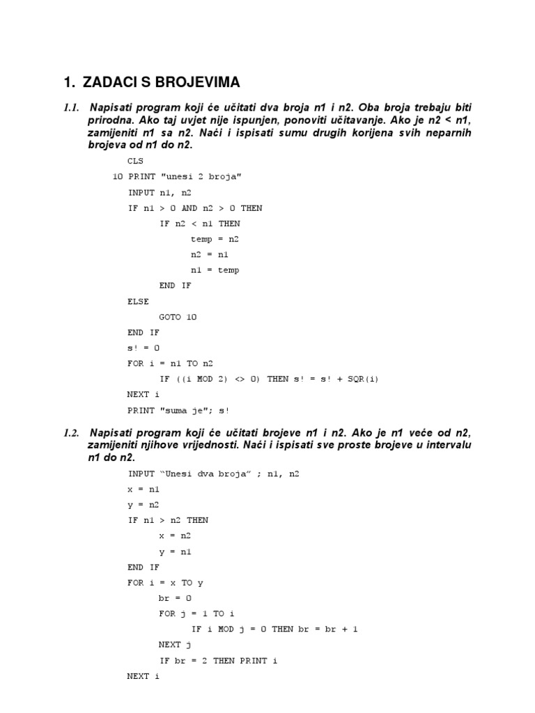 Zadaci Iz Qbasic-A | PDF