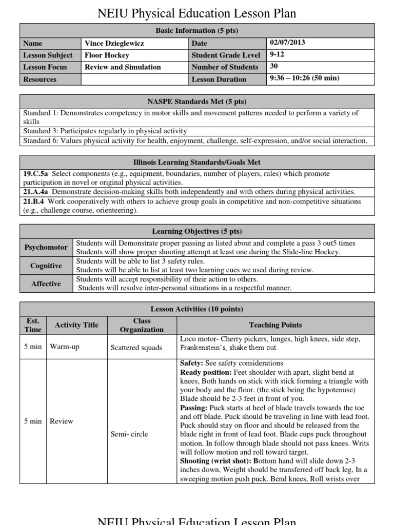 Lesson Plan High School | PDF | Sports Rules And Regulations | Sports