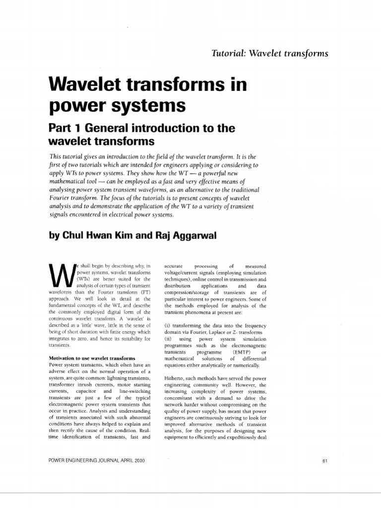 Wavelet Transforms in Power Systems | PDF | Wavelet | Discrete Fourier Transform