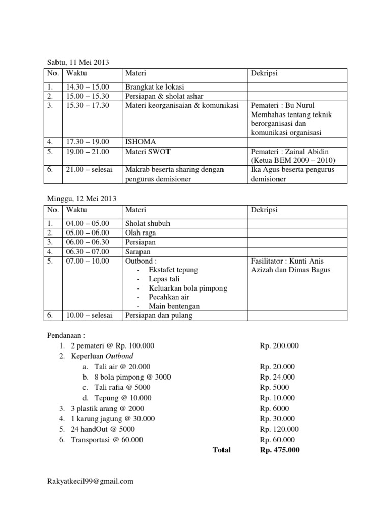 Susunan Acara Upgrading | PDF | Karier & Perkembangan