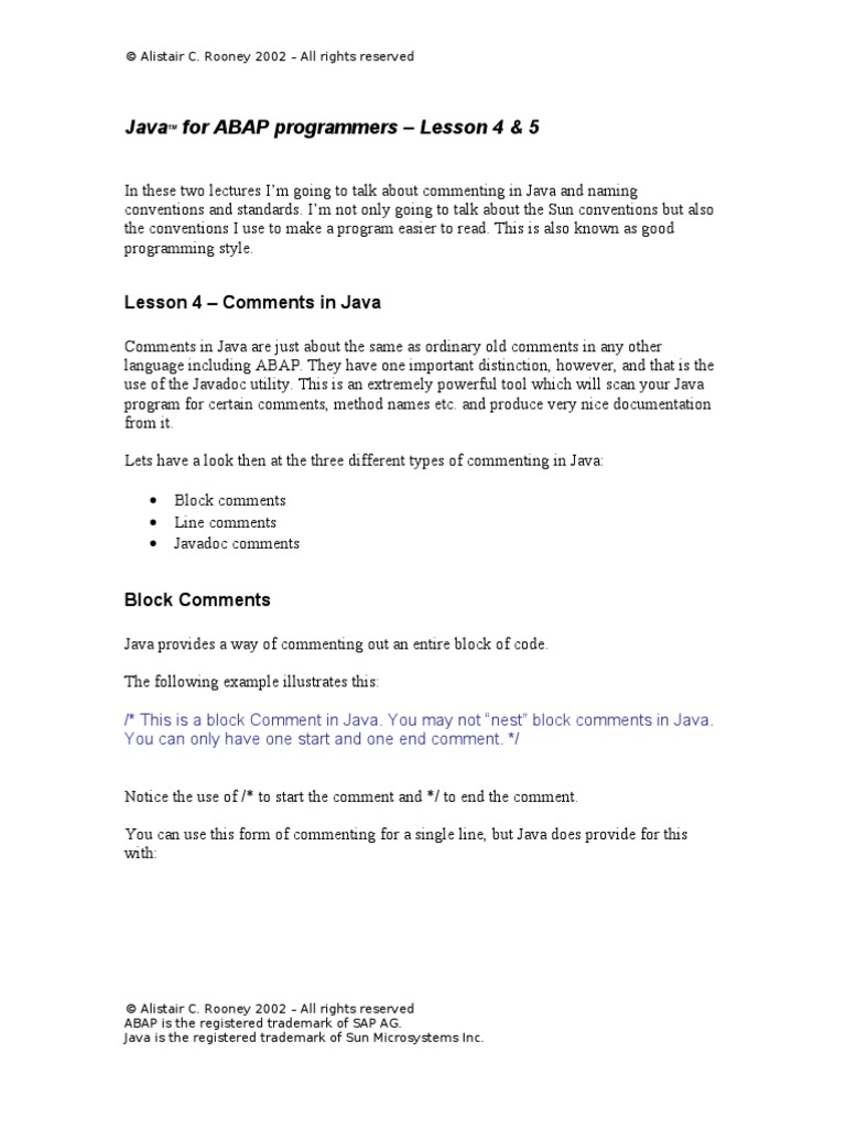 Java For ABAP Programmers 4-5 | PDF | Reserved Word | Java (Programming ...