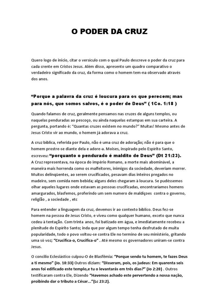 O Poder Da Cruz | PDF | Pecado | Jesus
