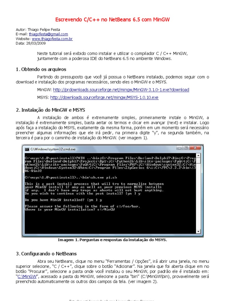 Escrevendo C / C++ No NetBeans 6.5 Com MinGW | PDF | NetBeans | Aplicativos e Software