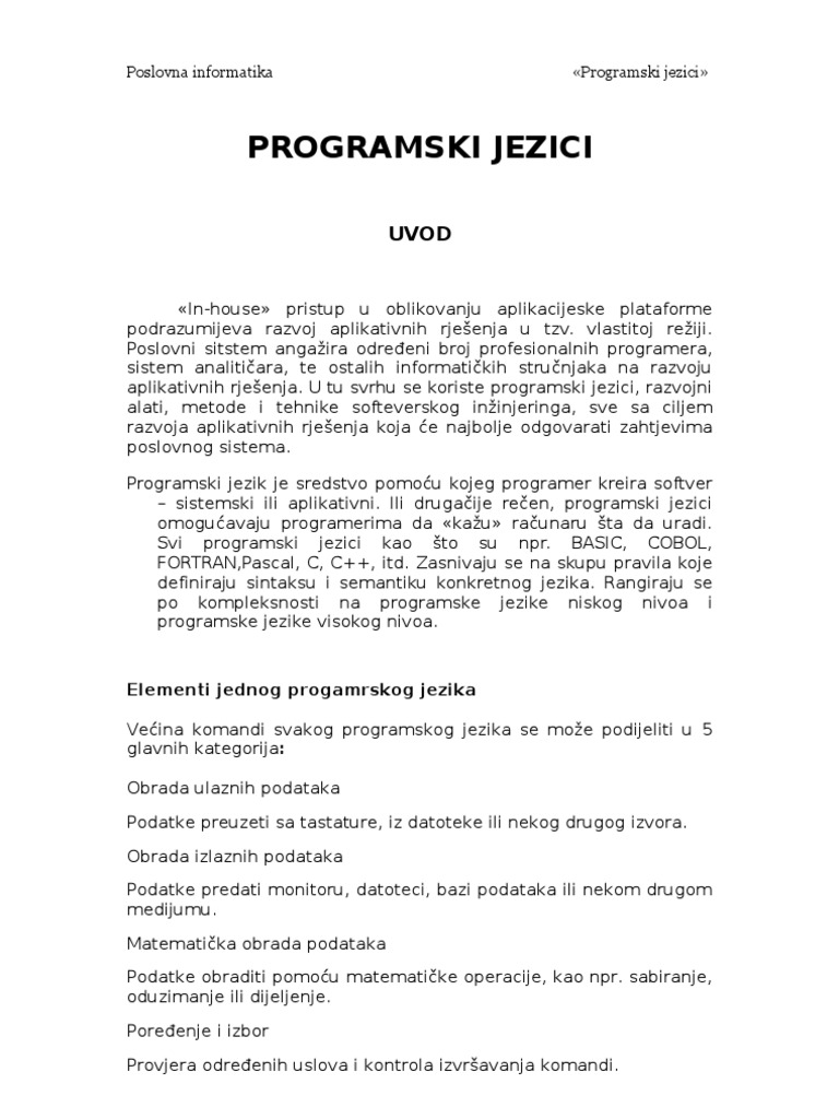 Programski Jezici | PDF