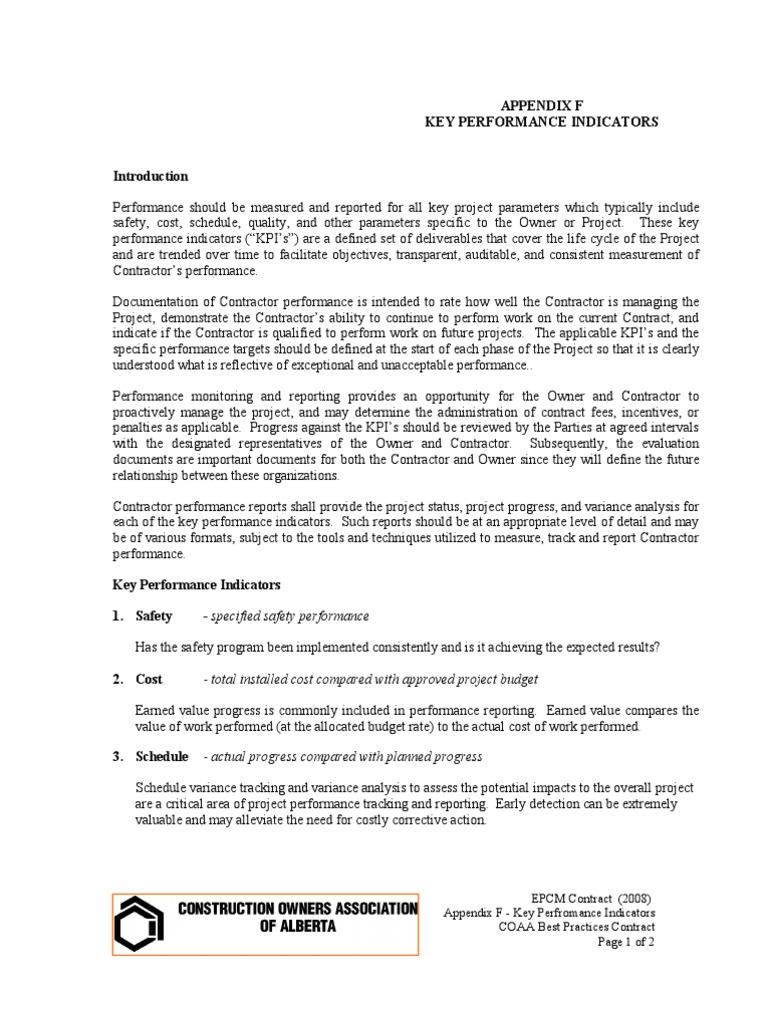 Key Performance Indicators in Construction | PDF | Performance ...