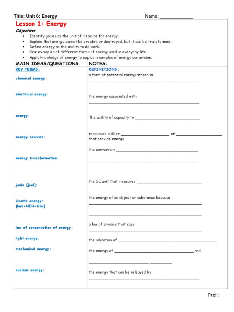 Unit 6 Guided Notes | Download Free PDF | Potential Energy | Heat Transfer